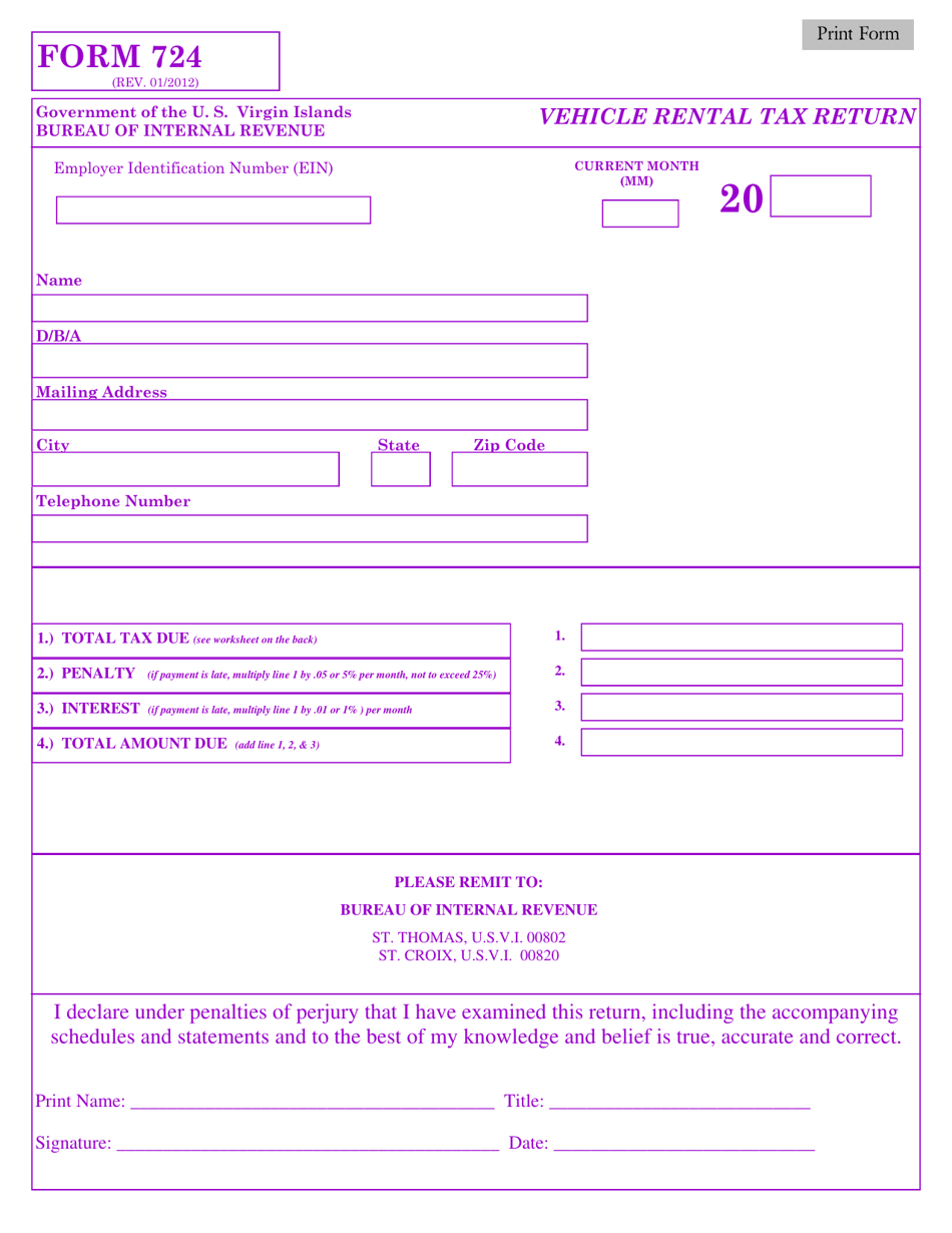 Form 724 - Fill Out, Sign Online and Download Fillable PDF, Virgin ...
