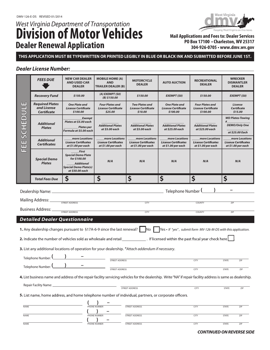 Form DMV-126-E-DS - Fill Out, Sign Online and Download Fillable PDF ...