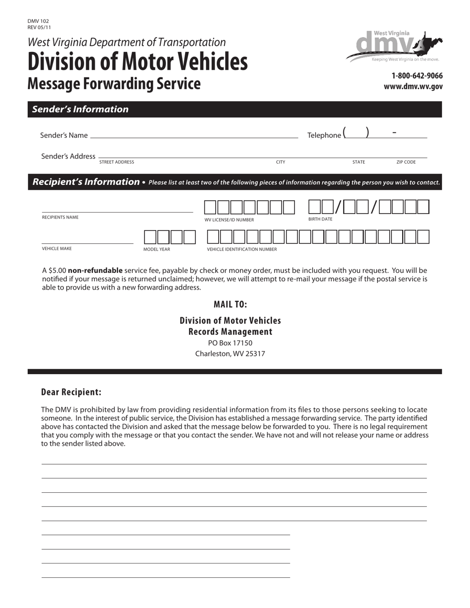 Form DMV102 - Fill Out, Sign Online and Download Fillable PDF, West ...