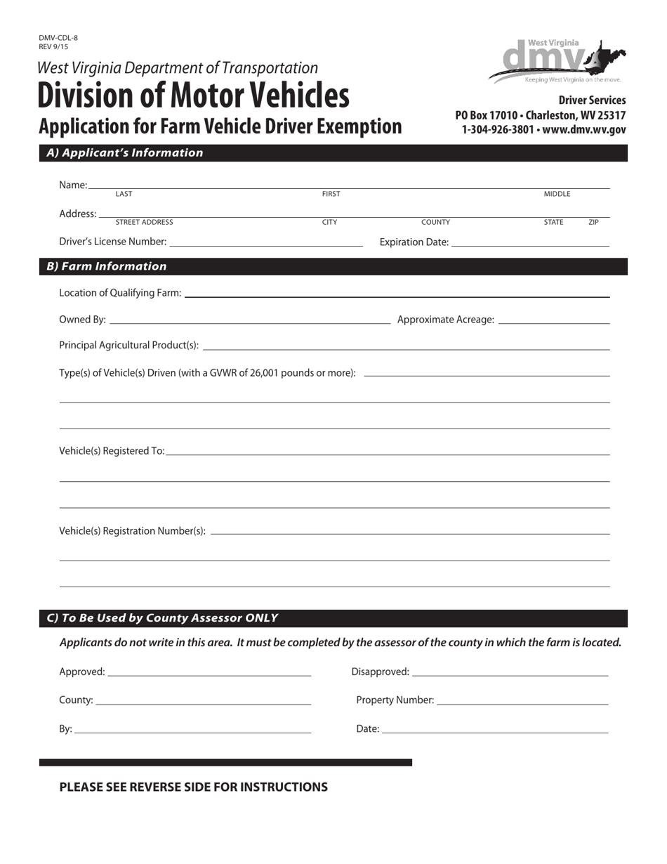 Form DMV-CDL-8 - Fill Out, Sign Online and Download Fillable PDF, West ...