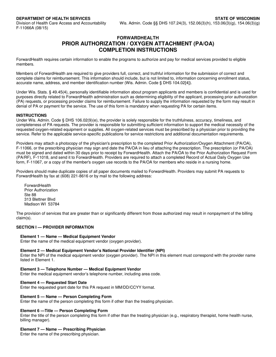 Download Instructions for Form F-11066 Prior Authorization/Oxygen ...