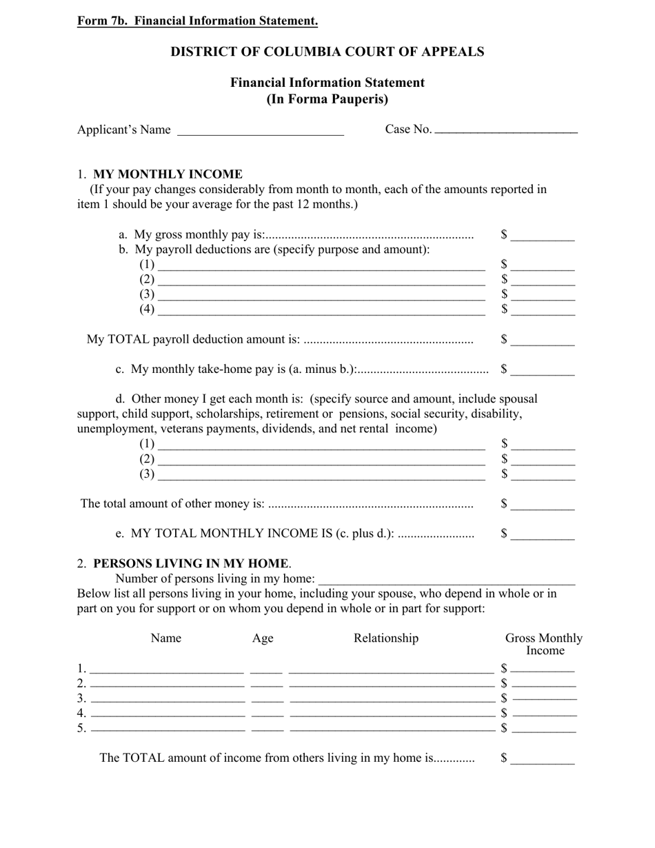 Form 7B - Fill Out, Sign Online and Download Fillable PDF, Washington ...