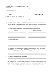New York Notice of Claim - Fill Out, Sign Online and Download PDF ...