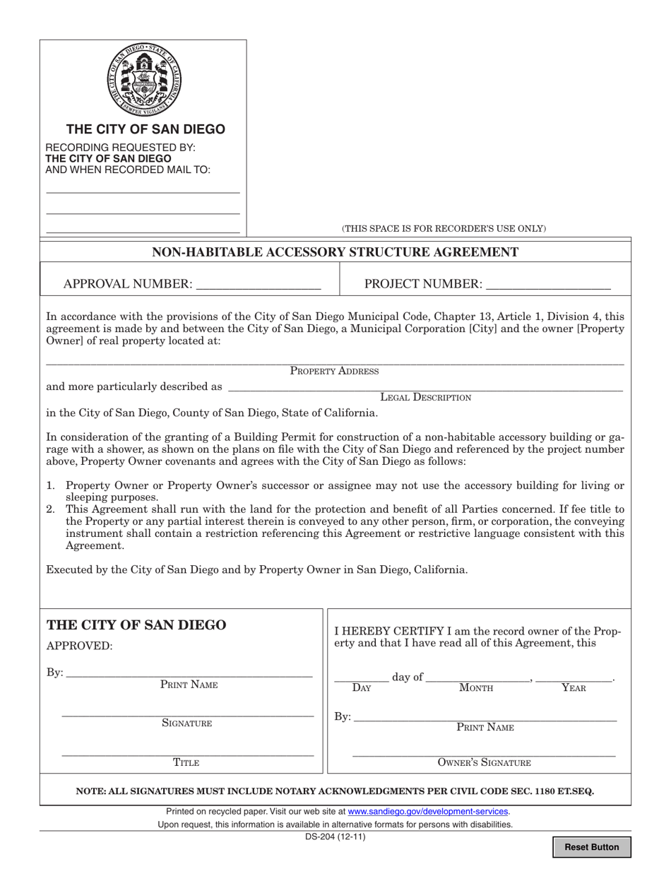 Form DS-204 - Fill Out, Sign Online and Download Fillable PDF, City of ...