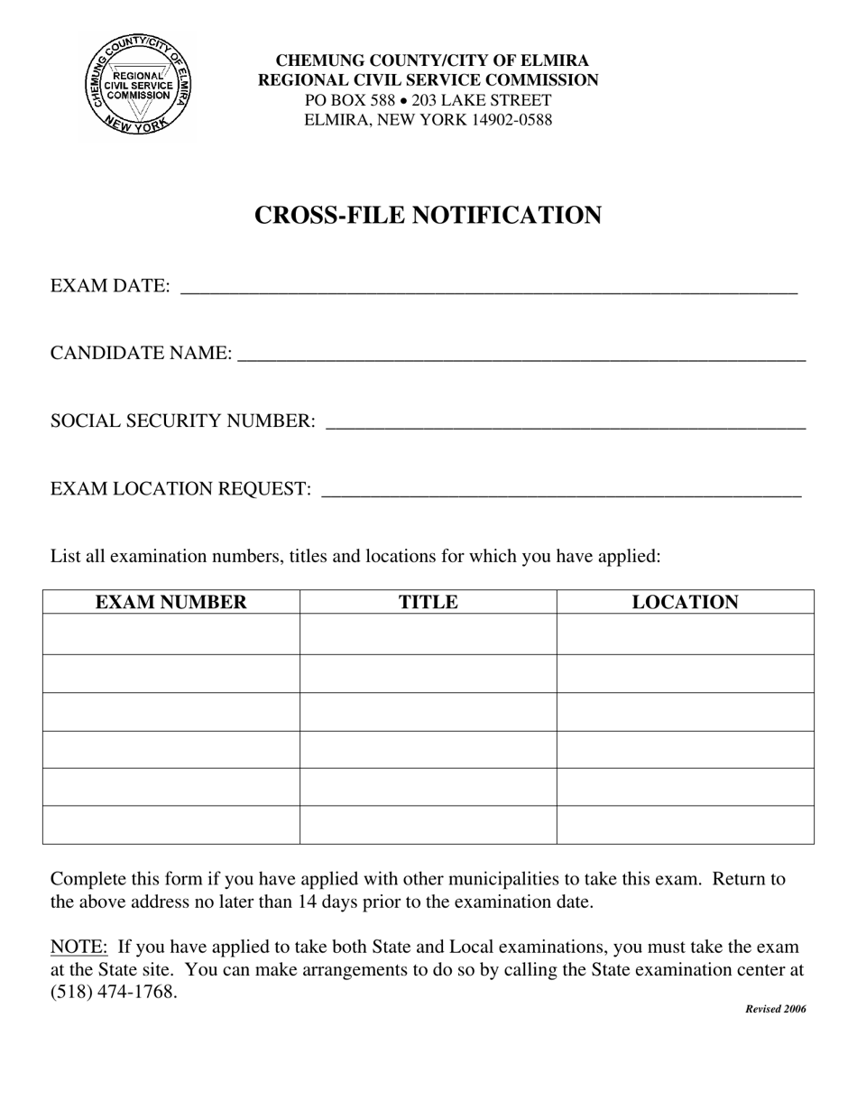 Chemung County, New York Cross-file Notification - Fill Out, Sign ...