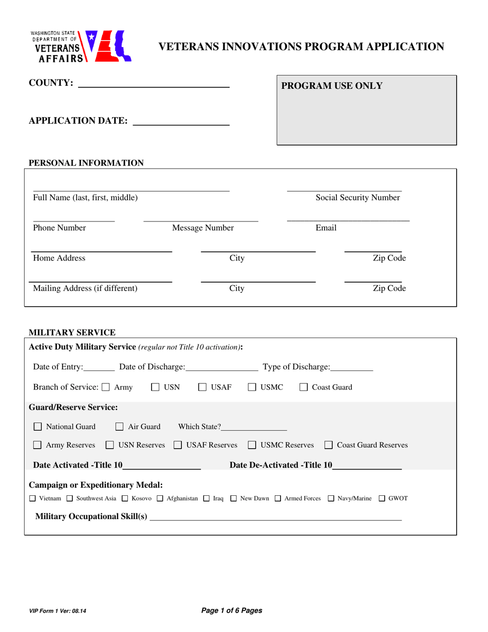 VIP Form 1 - Fill Out, Sign Online and Download Fillable PDF ...