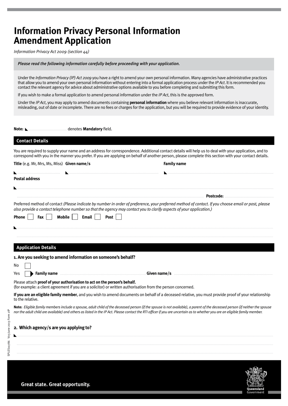 Form 2IP - Fill Out, Sign Online and Download Fillable PDF, Queensland ...