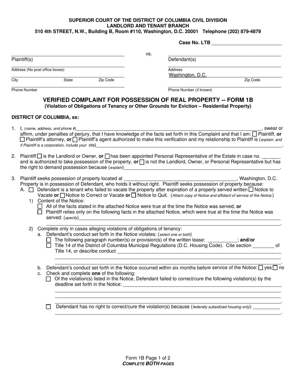Form 1B - Fill Out, Sign Online and Download Fillable PDF, Washington ...