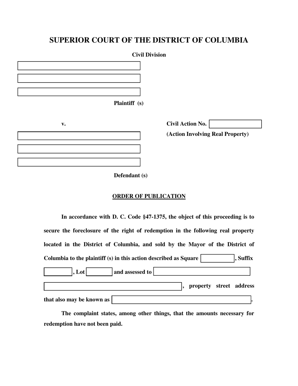 Washington, D.C. Order of Publication - Fill Out, Sign Online and ...