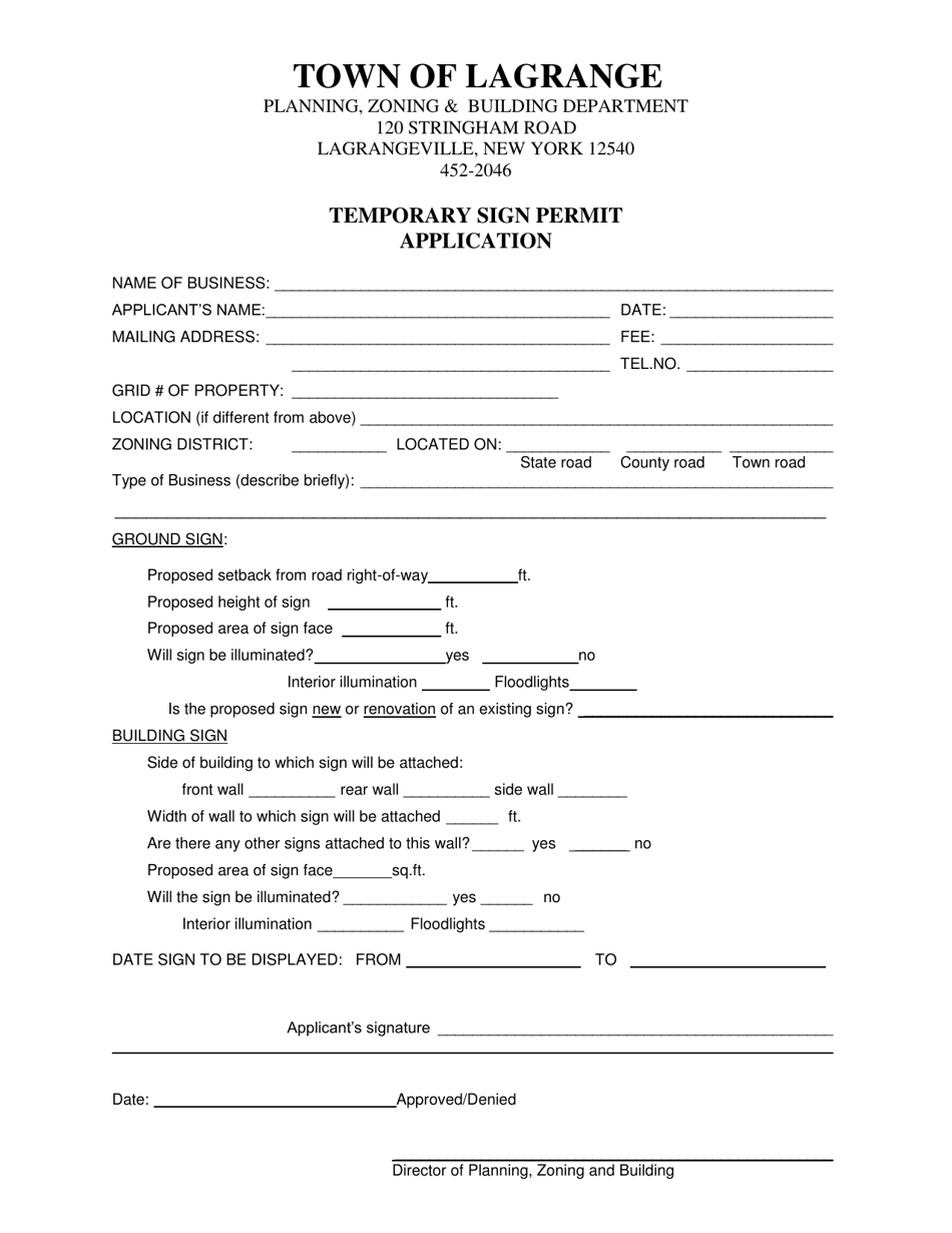 Town Of LaGrange New York Temporary Sign Permit Application Download town-of-lagrange-new-york-temporary-sign-permit-application-download