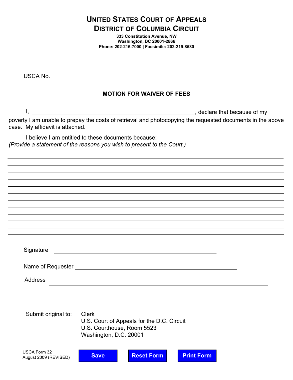 USCA Form 32 - Fill Out, Sign Online and Download Fillable PDF, Washington, D.C. | Templateroller