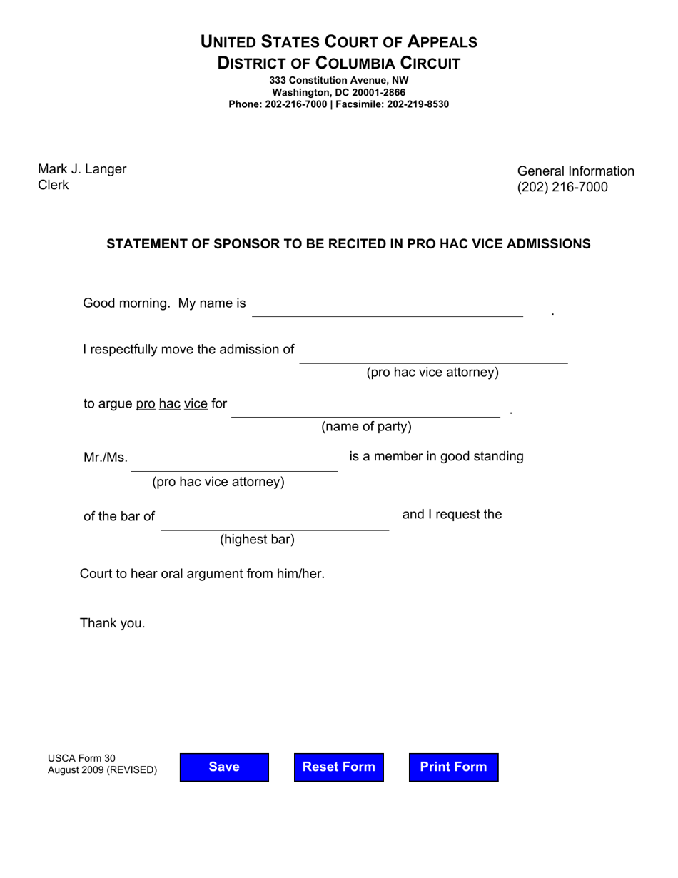 USCA Form 30 - Fill Out, Sign Online and Download Fillable PDF ...
