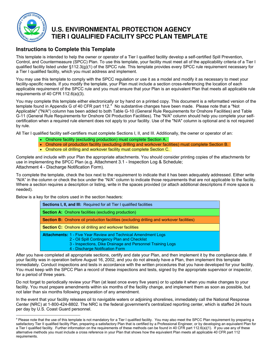 Tier I Qualified Facility Spcc Plan Template Fill Out Sign Online