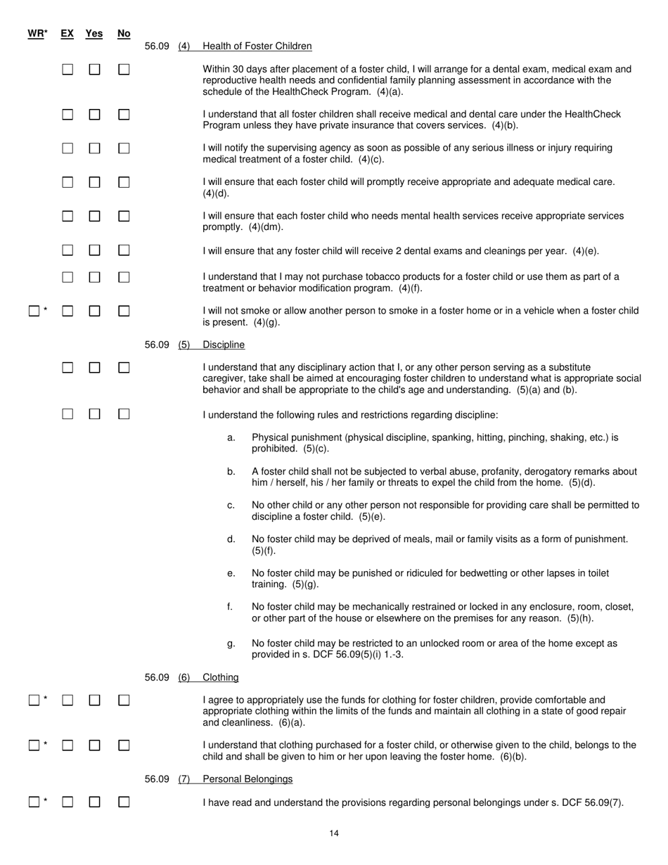 Form DCF-F-CFS0787 Download Printable PDF or Fill Online Child Foster ...