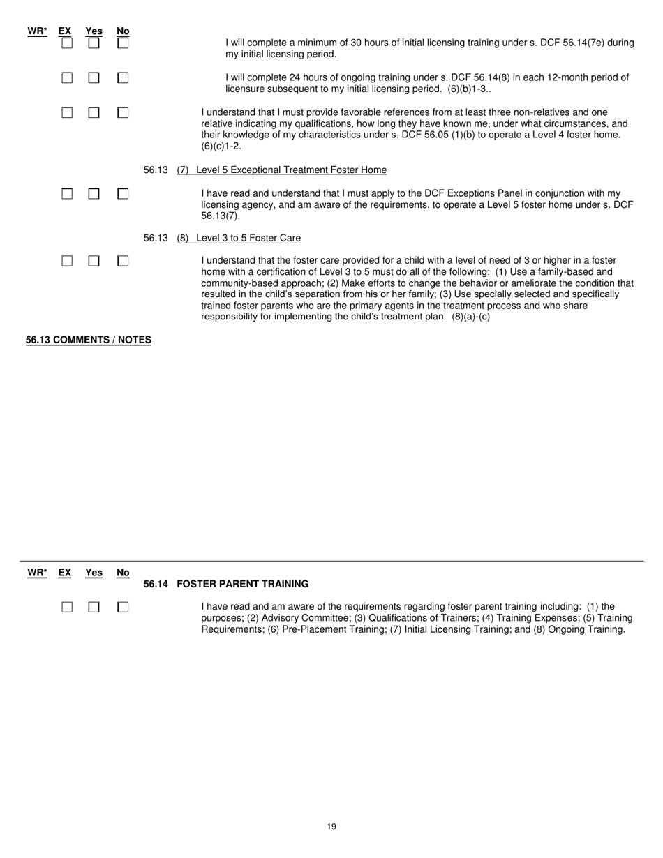 Form DCF-F-CFS0787 Download Printable PDF or Fill Online Child Foster ...