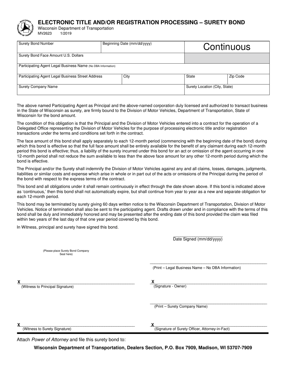Form MV2623 - Fill Out, Sign Online and Download Fillable PDF ...