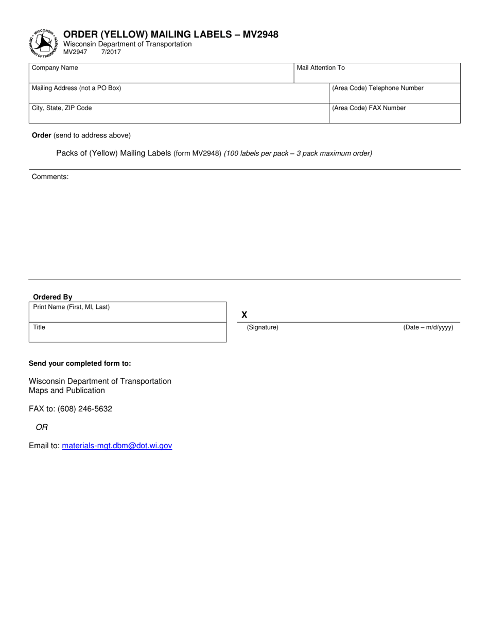 Form MV2947 - Fill Out, Sign Online and Download Fillable PDF ...