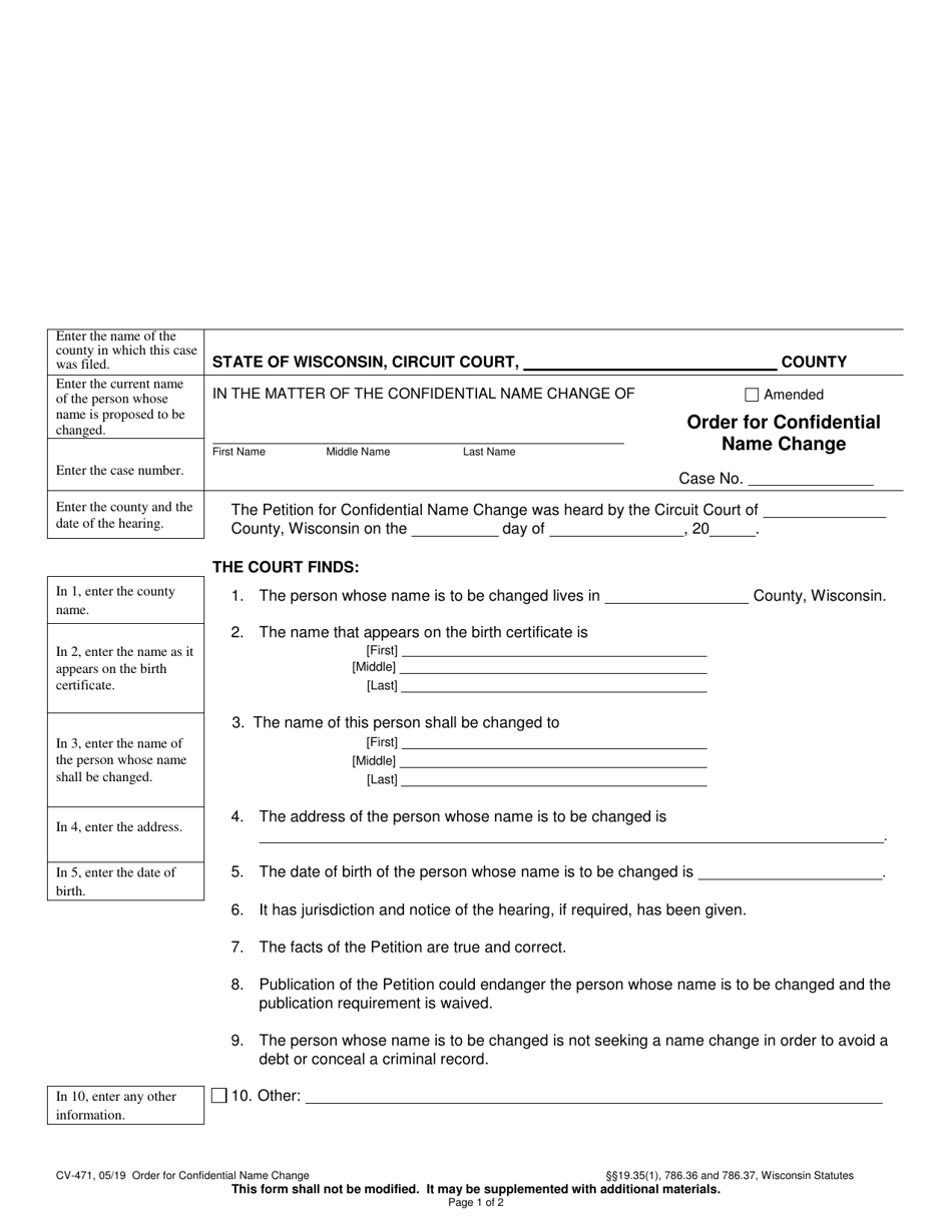 Form CV-471 - Fill Out, Sign Online and Download Printable PDF ...