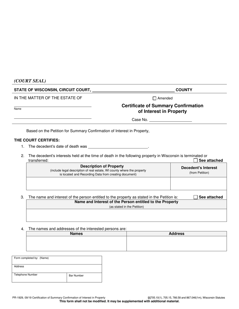 Form PR-1929 - Fill Out, Sign Online and Download Printable PDF ...