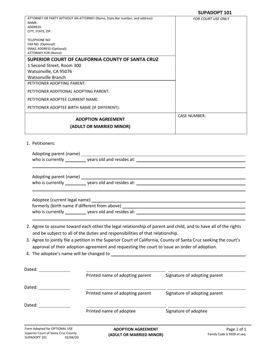 Form SUPADOPT-101 - Fill Out, Sign Online and Download Fillable PDF ...