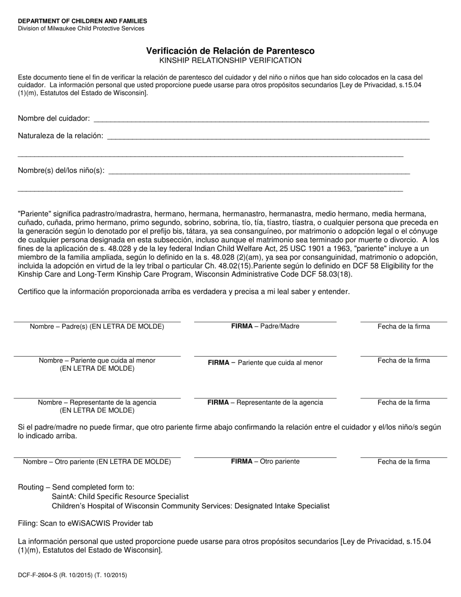 Formulario DCF-F-2604-S - Fill Out, Sign Online and Download Printable ...