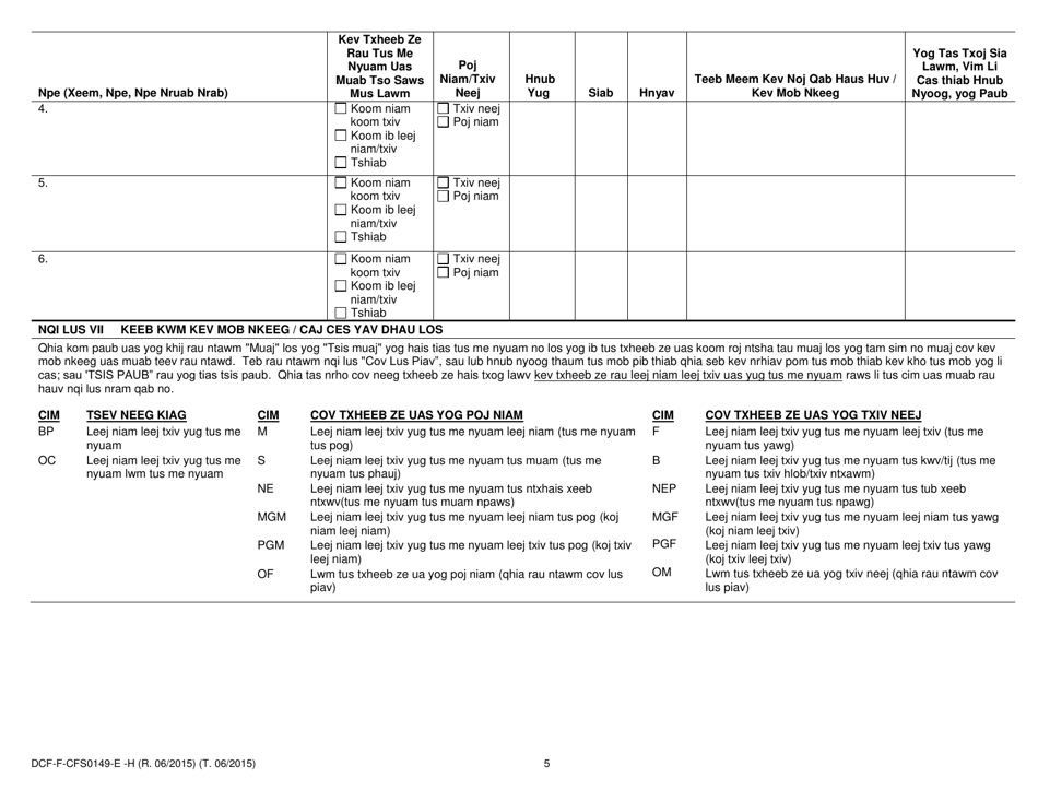 Form DCF-F-CFS0149-E-H - Fill Out, Sign Online and Download Printable ... Form DCF-F-CFS0149-E-H - Fill Out, Sign Online and Download Printable ...
