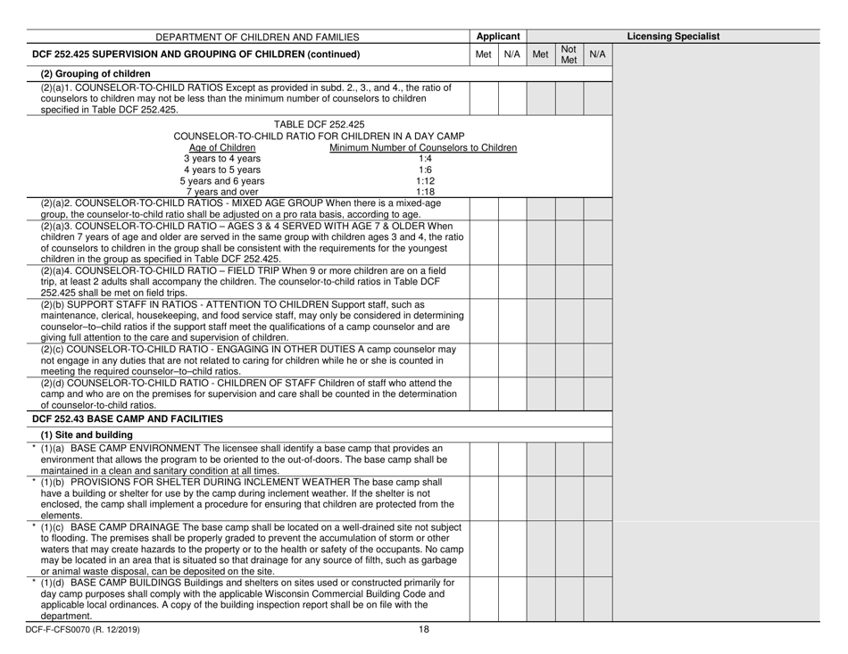 Form DCF-F-CFS0070 - Fill Out, Sign Online and Download Printable PDF ...
