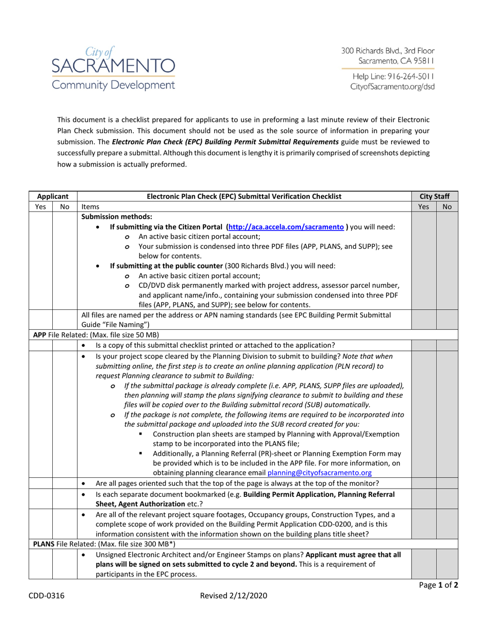 Form CDD-0316 - Fill Out, Sign Online and Download Printable PDF, City ...