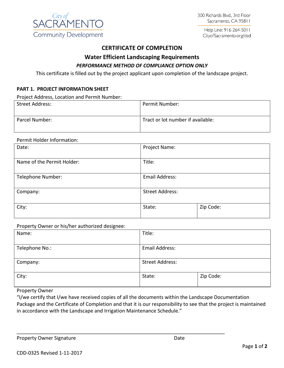 Form CDD-0325 - Fill Out, Sign Online and Download Fillable PDF, City ...