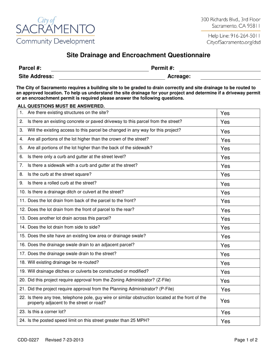 Form CDD-0227 - Fill Out, Sign Online and Download Fillable PDF, City ...