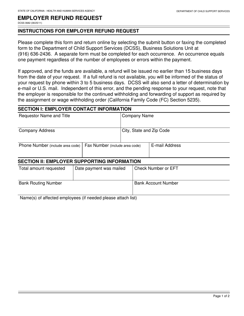 Form DCSS0682 - Fill Out, Sign Online and Download Fillable PDF ...