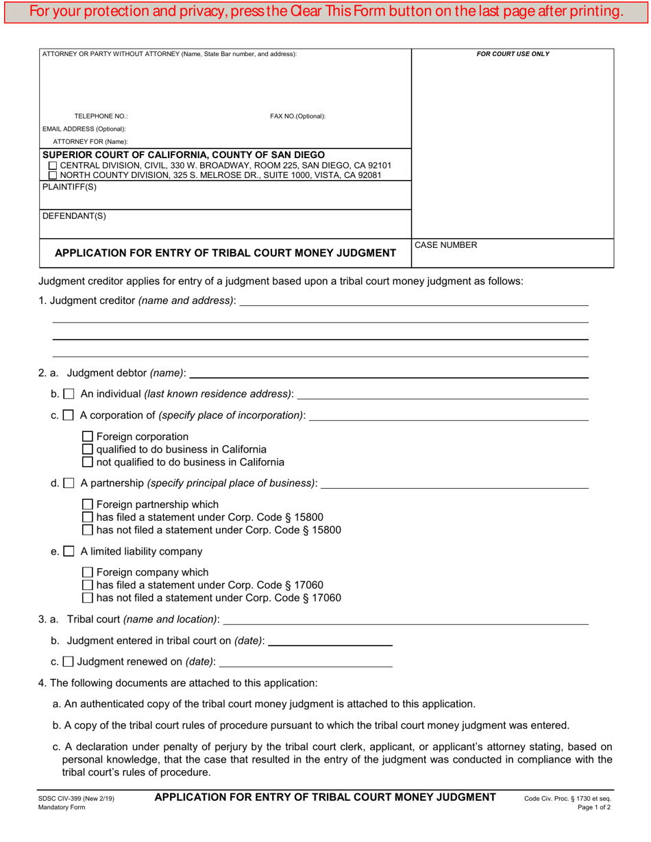 Form CIV-399 - Fill Out, Sign Online and Download Fillable PDF, County ...