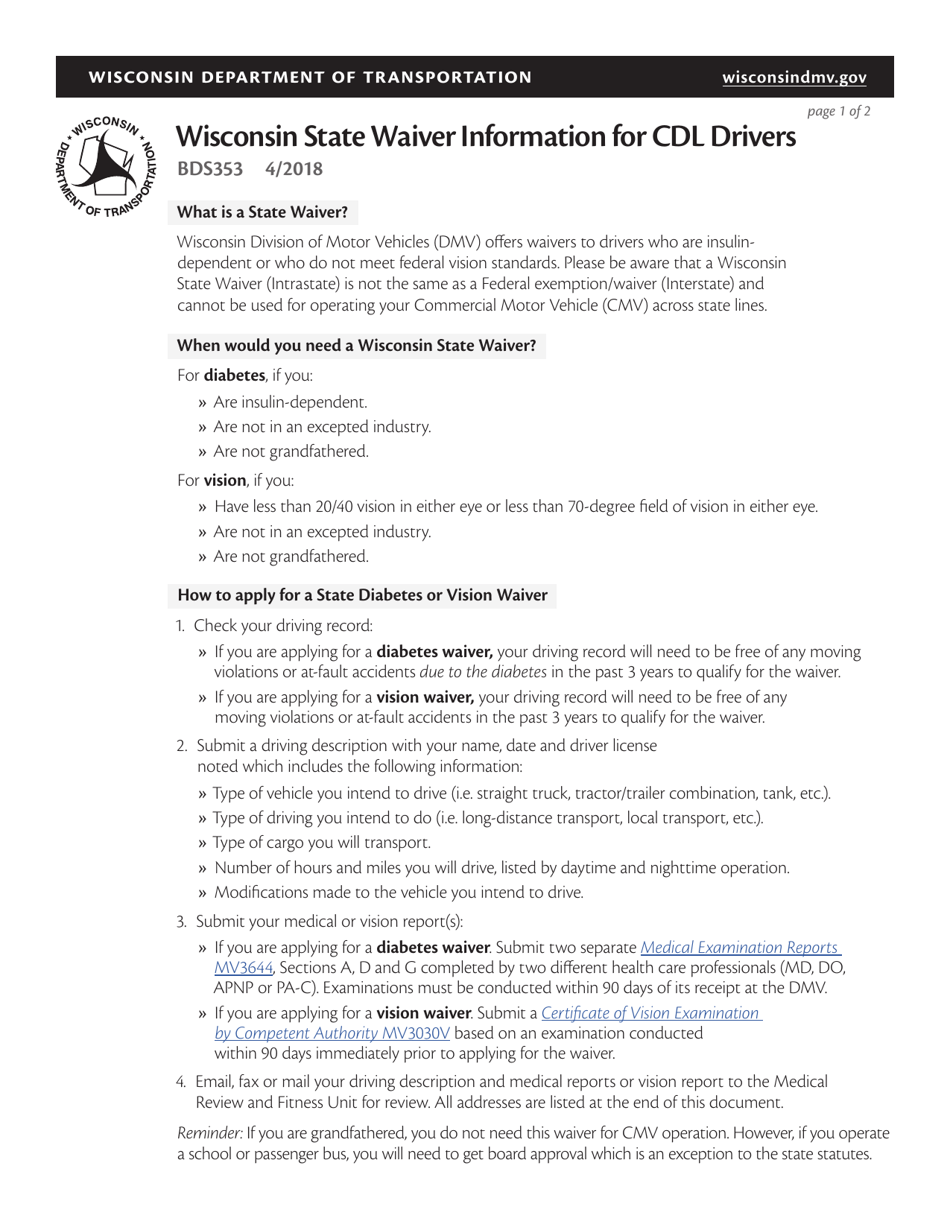 Form BDS353 - Fill Out, Sign Online and Download Printable PDF ...