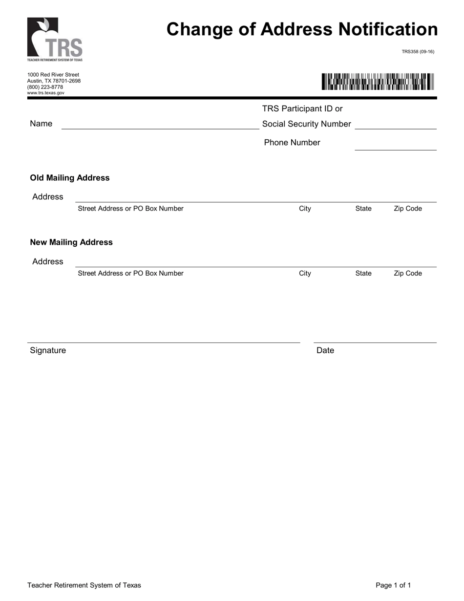 Form TRS358 - Fill Out, Sign Online and Download Fillable PDF, Texas ...