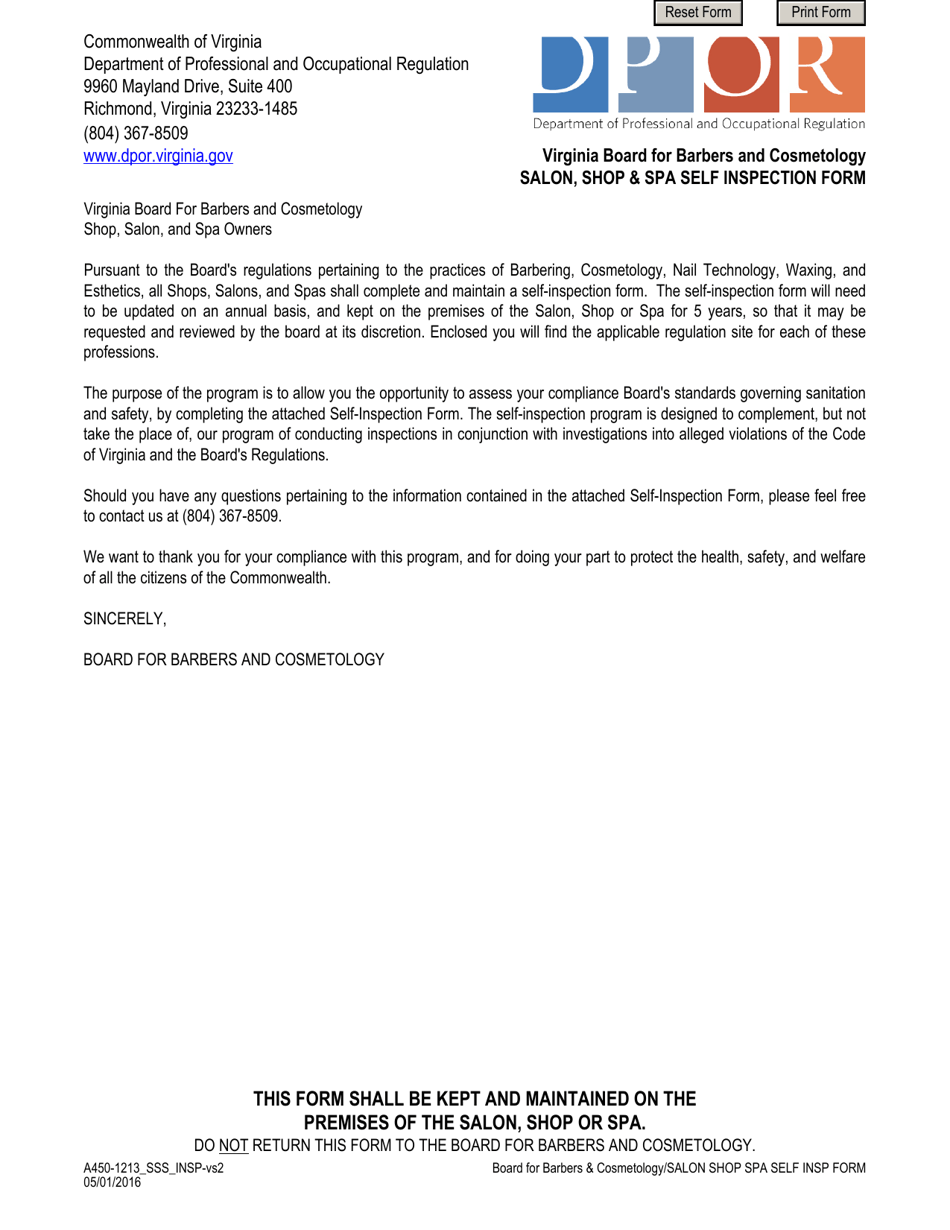 Form A450-1213_SSS_INSP - Fill Out, Sign Online and Download Fillable ...