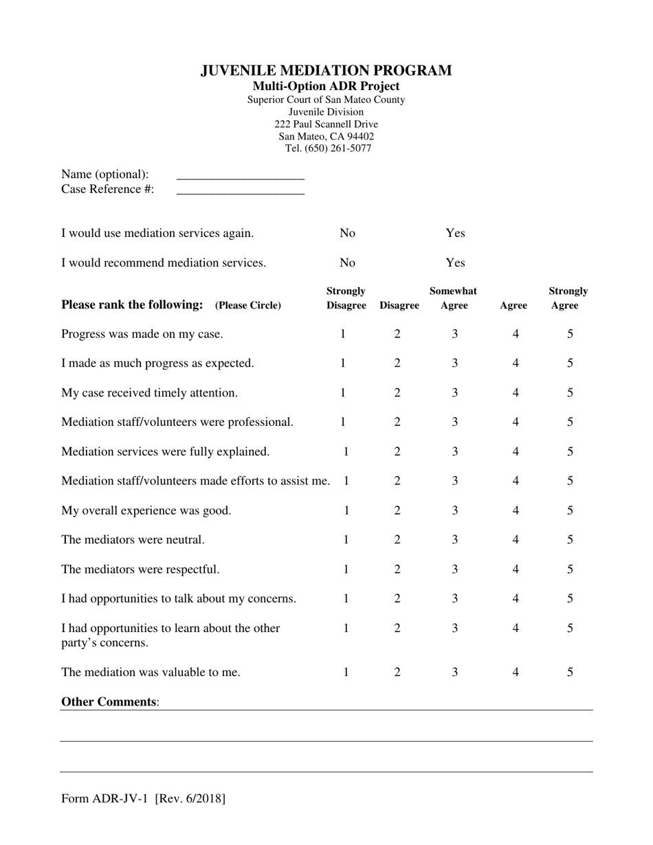 Form ADR-JV-1 - Fill Out, Sign Online and Download Printable PDF ...