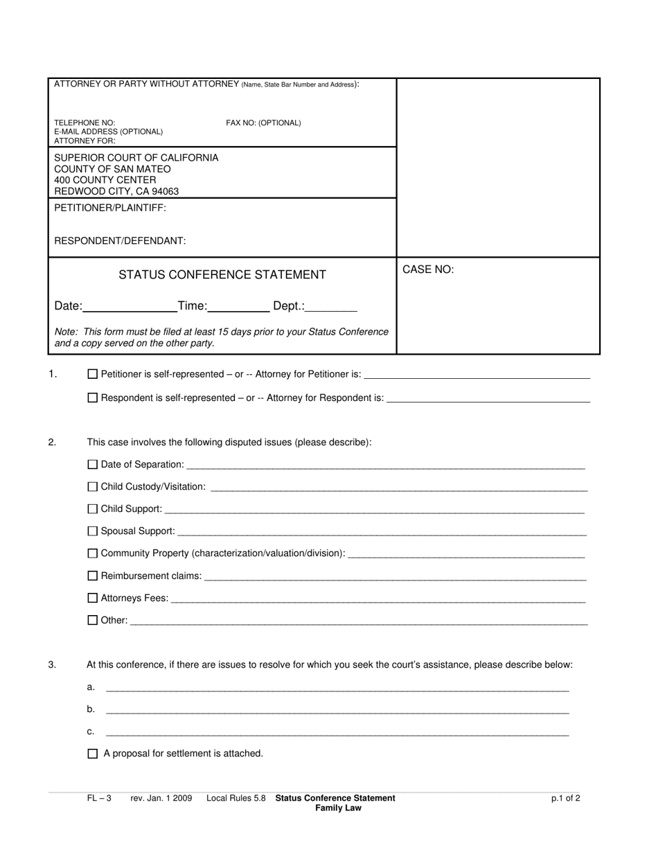 Form FL-3 - Fill Out, Sign Online and Download Printable PDF, County of ...