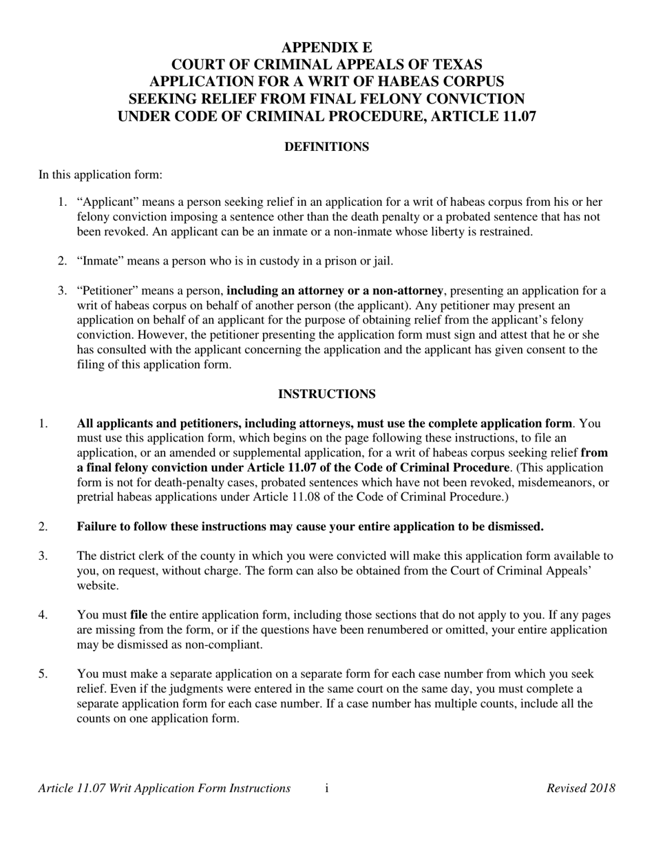 Texas Application for a Writ of Habeas Corpus Seeking Relief From Final ...