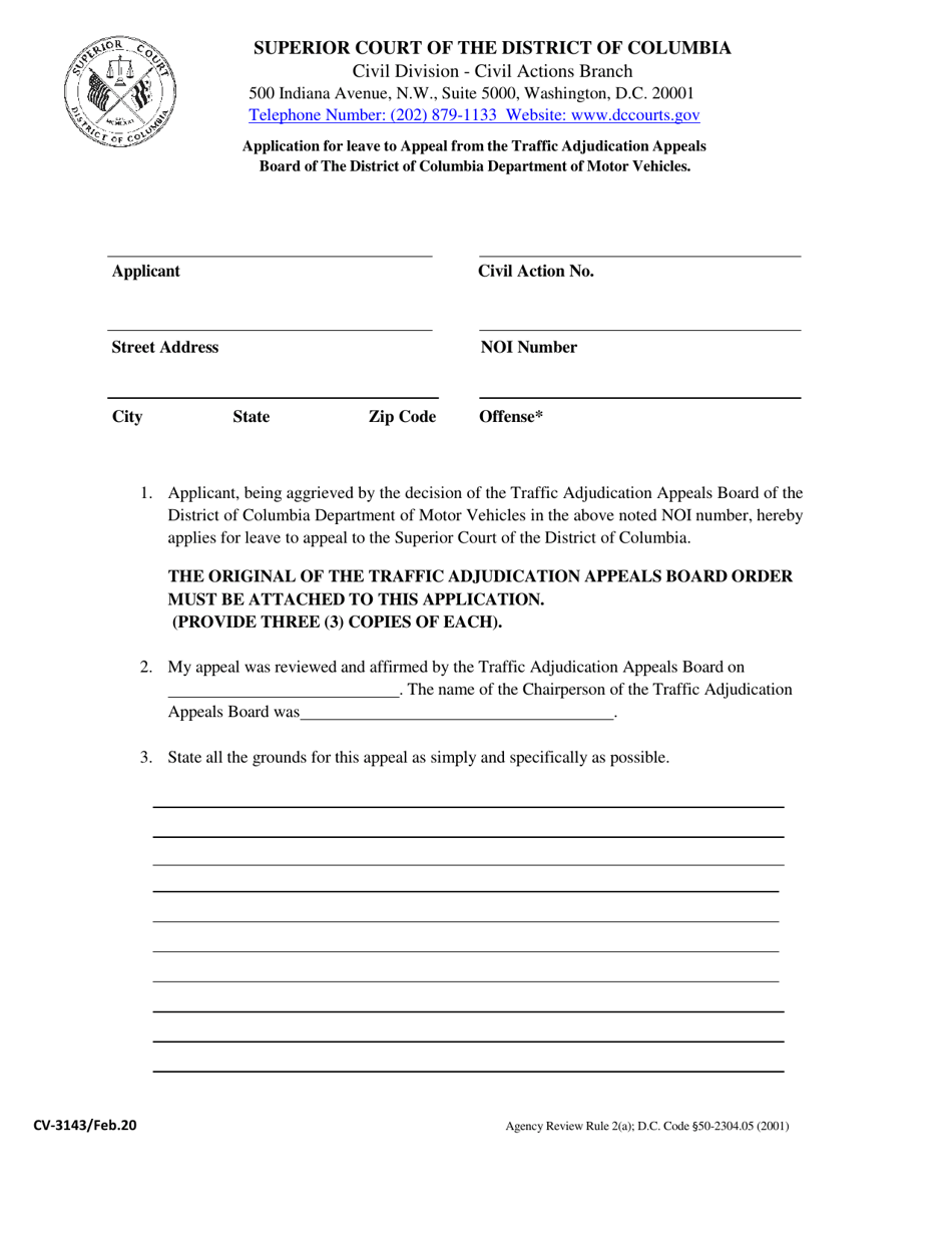 Form CV-3143 - Fill Out, Sign Online and Download Fillable PDF ...