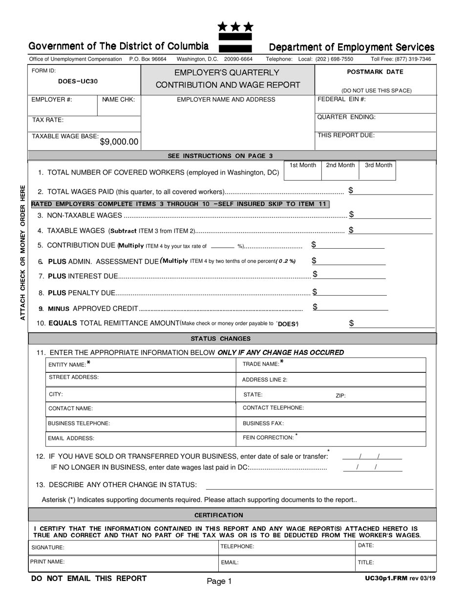 Form UC30 - Fill Out, Sign Online and Download Fillable PDF, Washington ...