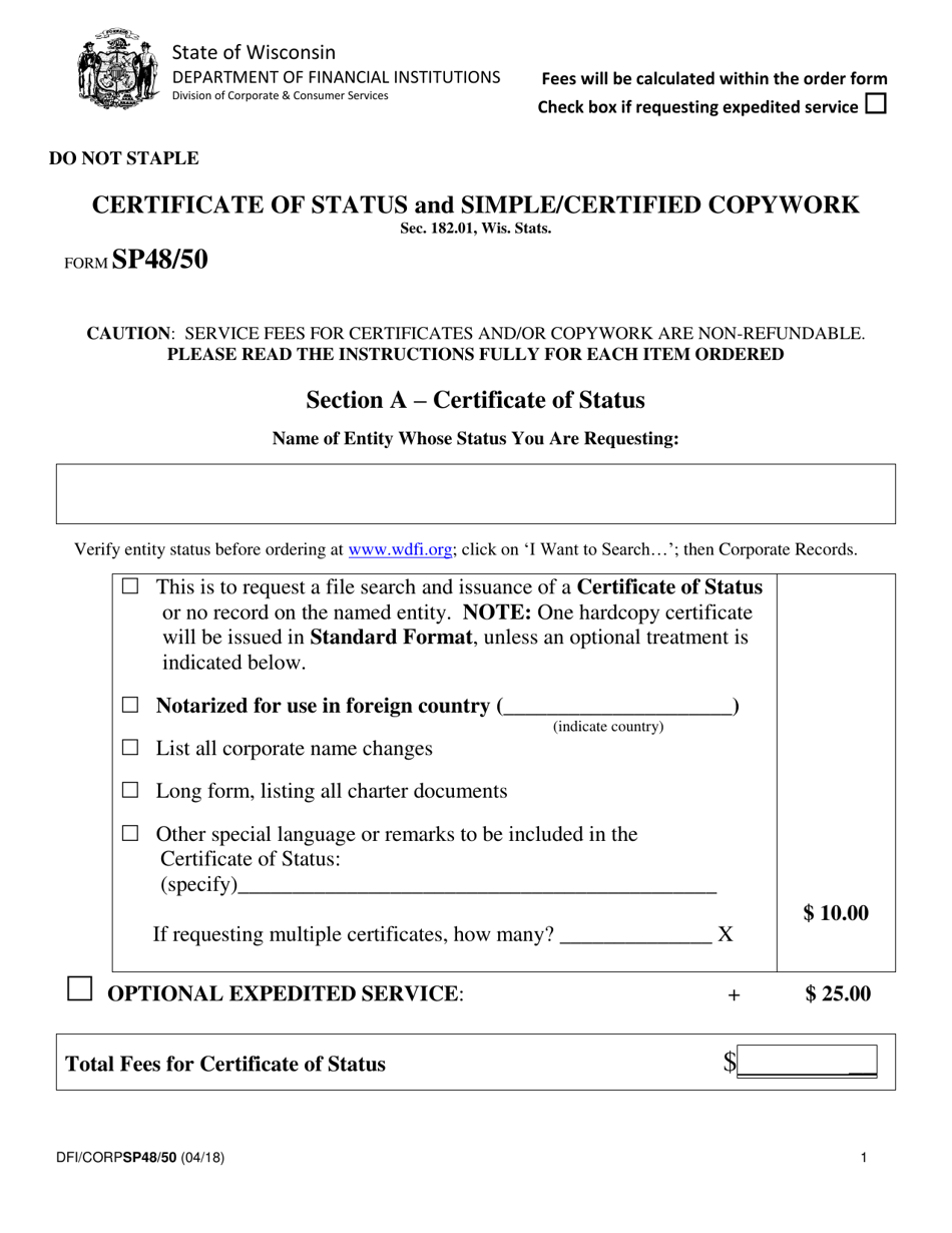 Form SP48/50 - Fill Out, Sign Online and Download Fillable PDF ...