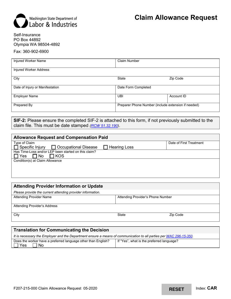 Form F207-215-000 - Fill Out, Sign Online and Download Fillable PDF ...