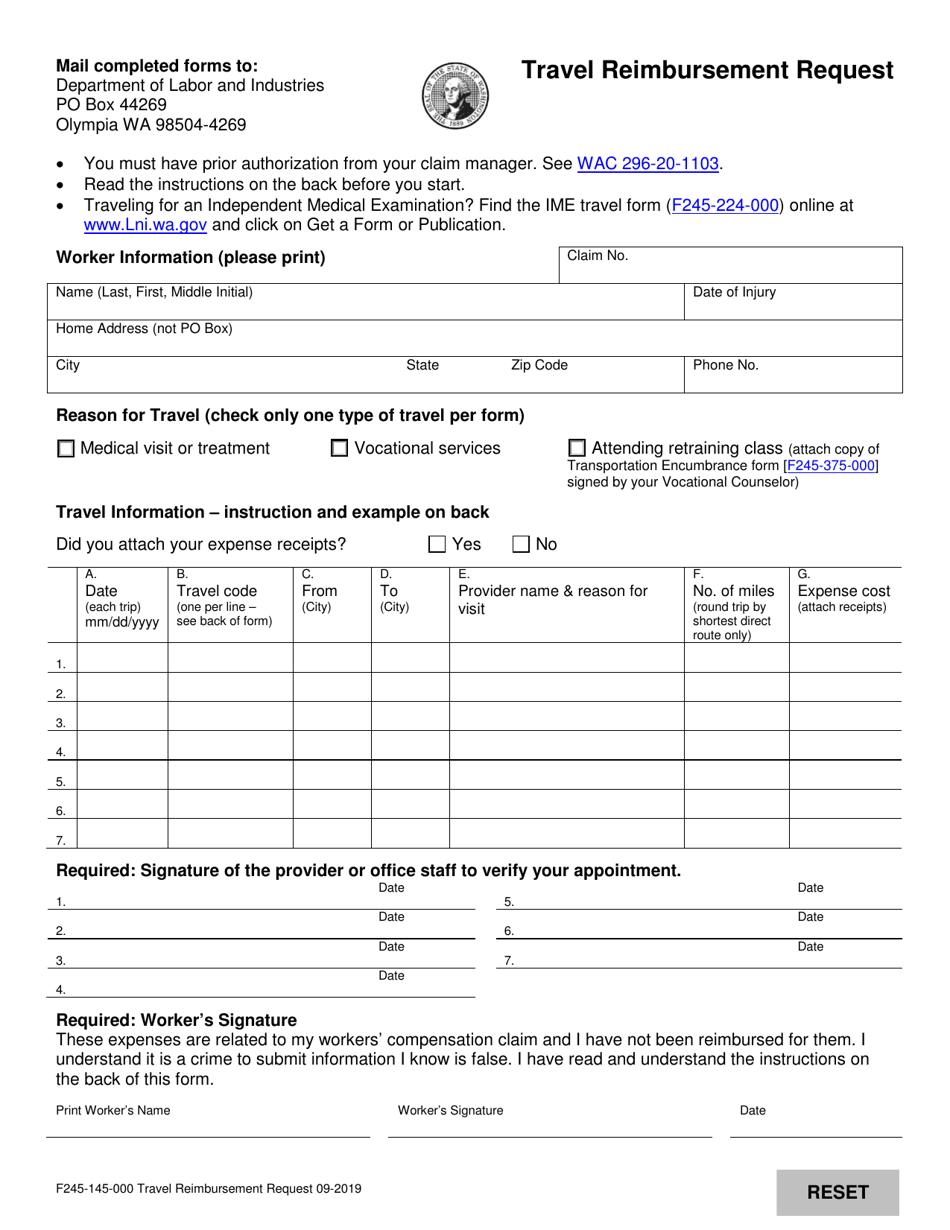 Form F245-145-000 Download Fillable PDF or Fill Online Travel ...