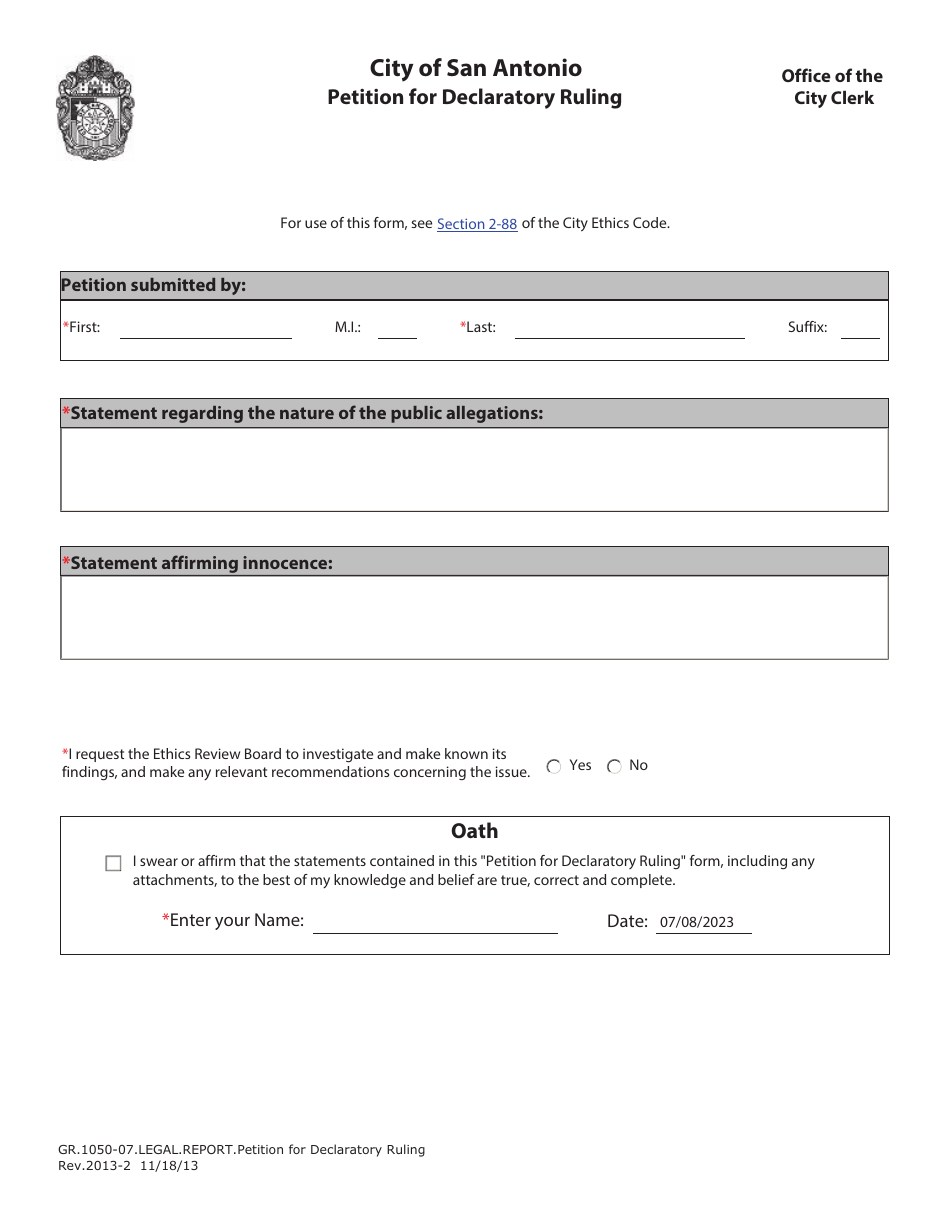 Form GR.1050-07 - Fill Out, Sign Online and Download Fillable PDF, City ...