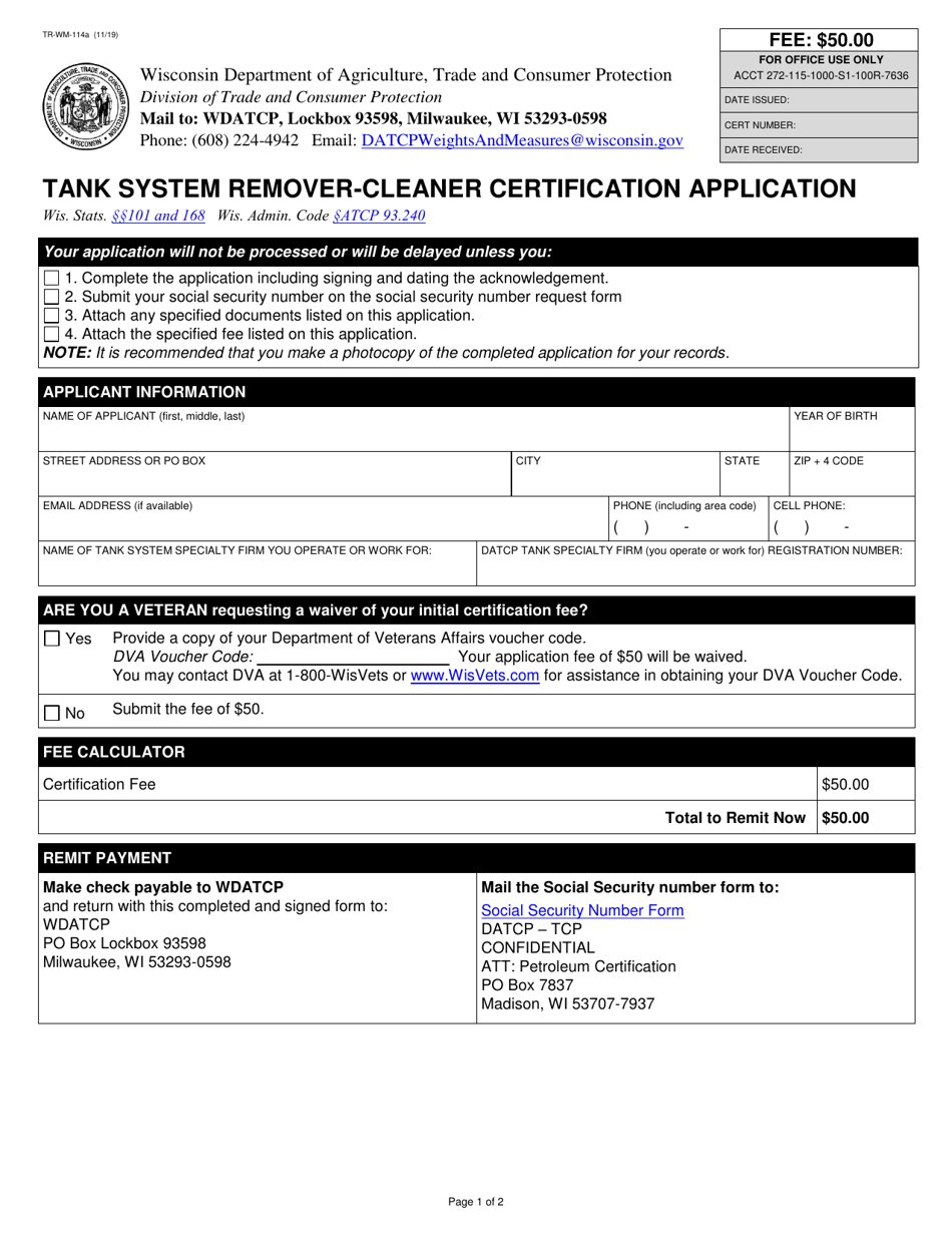 Form TR-WM-114A - Fill Out, Sign Online and Download Printable PDF ...