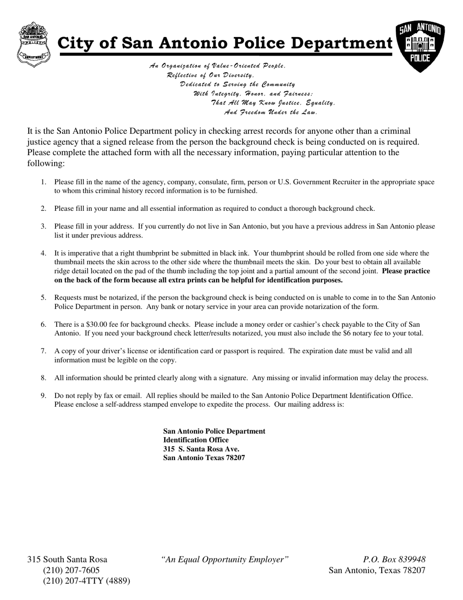 Download Instructions for SAPD Form 3155-CL Background Request PDF ...