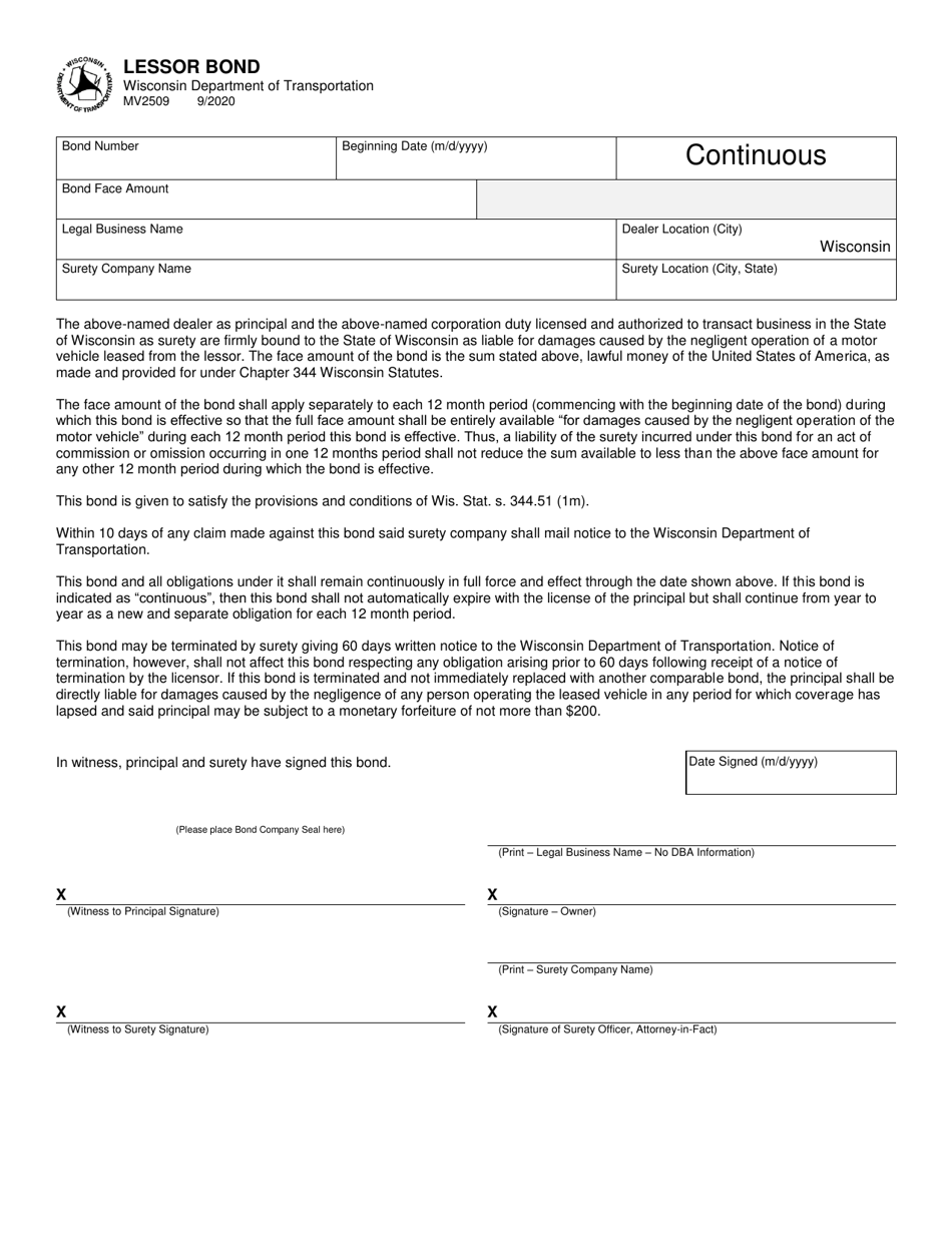 Form MV2509 - Fill Out, Sign Online and Download Fillable PDF ...