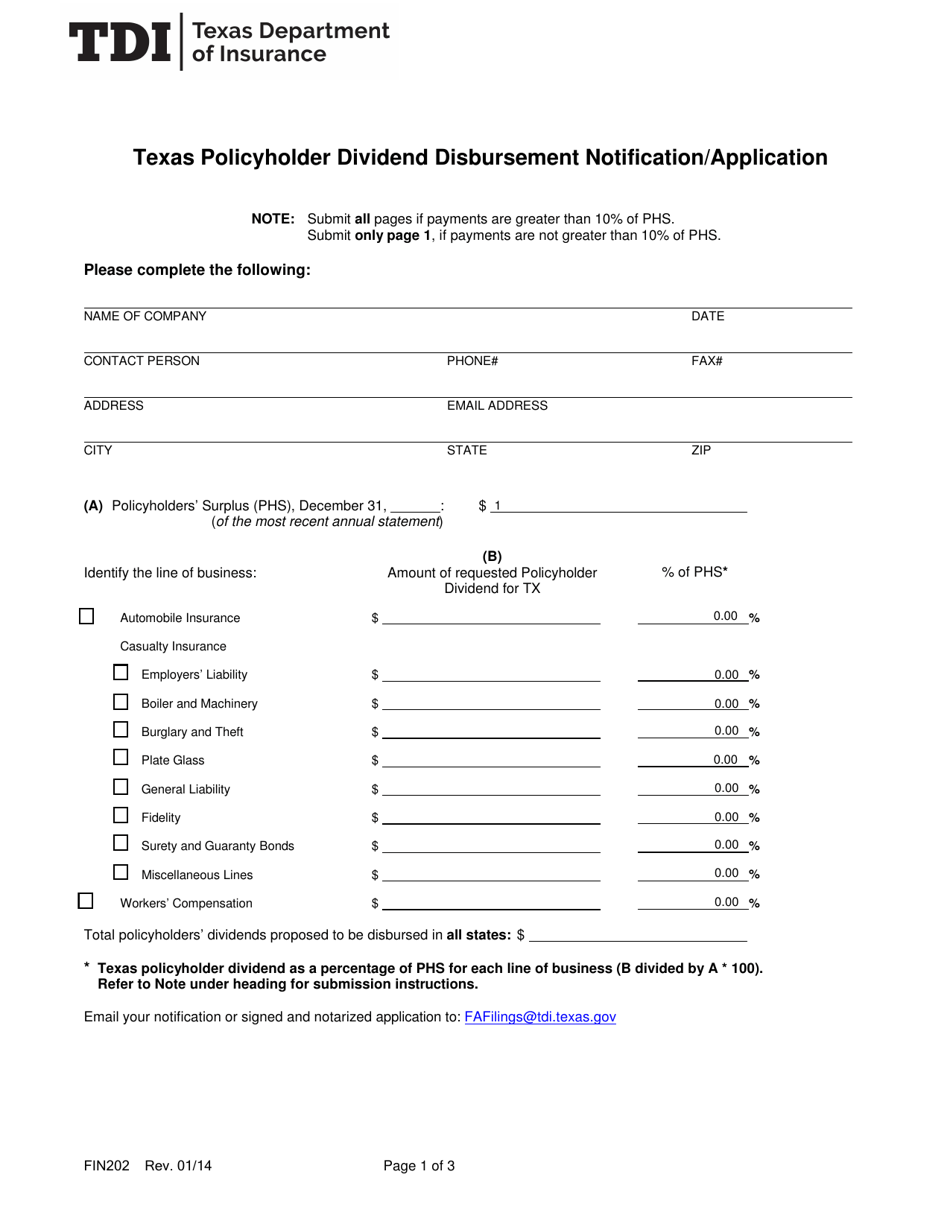 Form FIN202 - Fill Out, Sign Online and Download Fillable PDF, Texas ...
