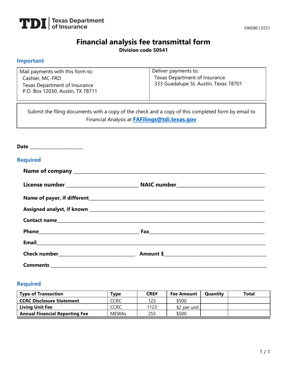 Form FIN590 - Fill Out, Sign Online and Download Fillable PDF, Texas ...