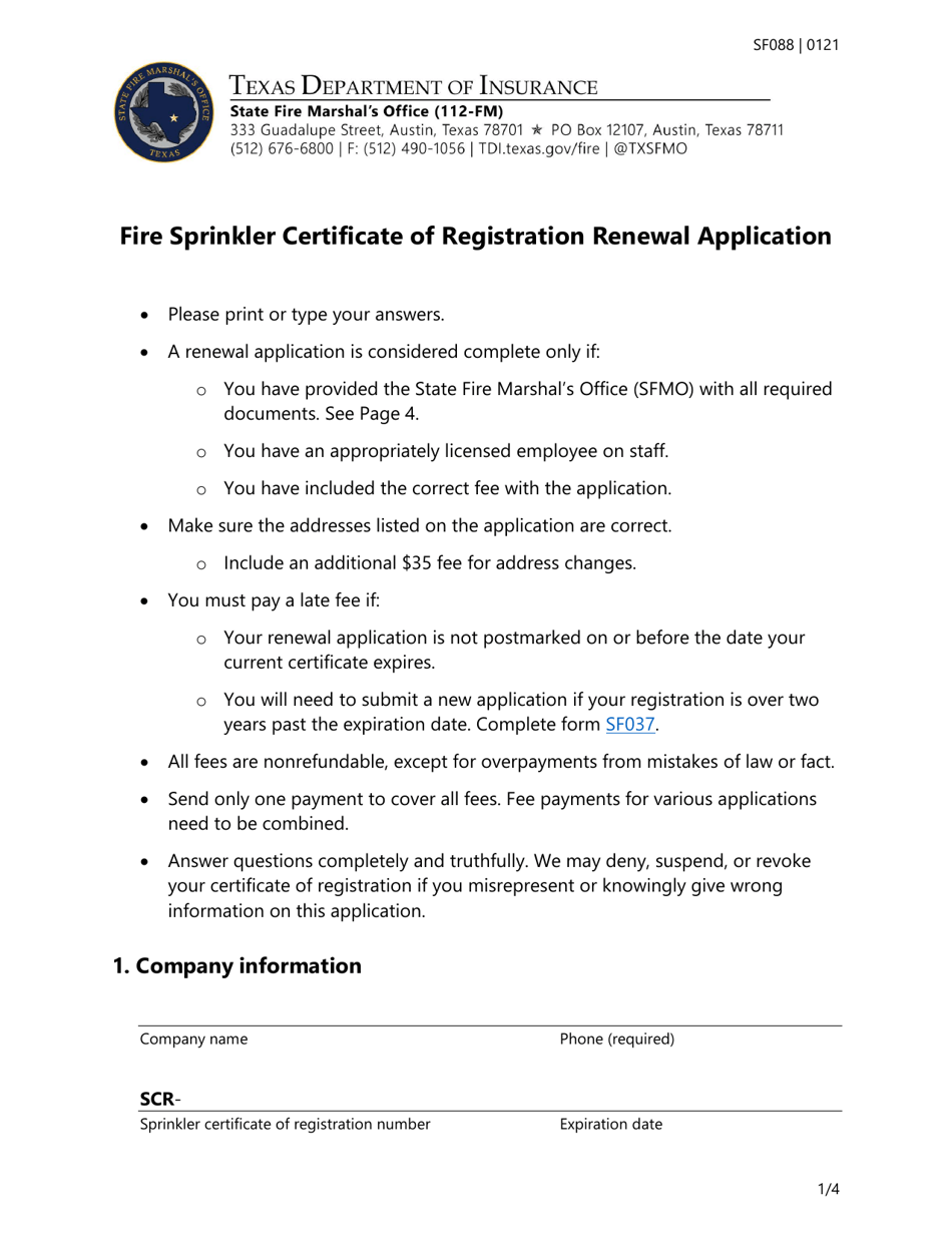 Form SF088 - Fill Out, Sign Online and Download Fillable PDF, Texas ...